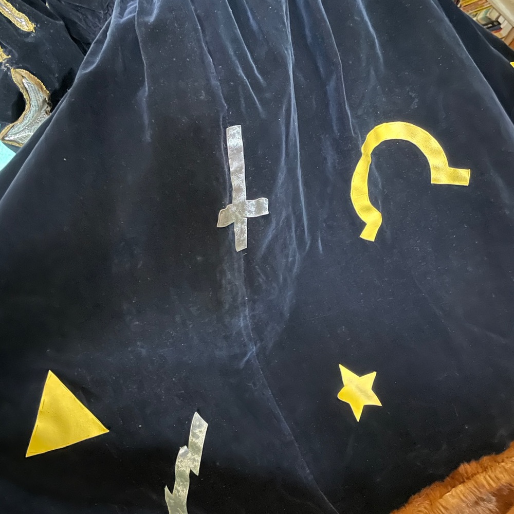 Vintage 1930s Black Velvet Wizard Coat With Yellow De… - Gem